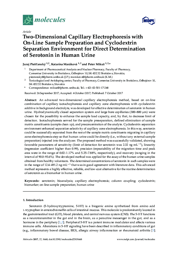 (PDF) Two-Dimensional Capillary Electrophoresis with On-Line Sample ...