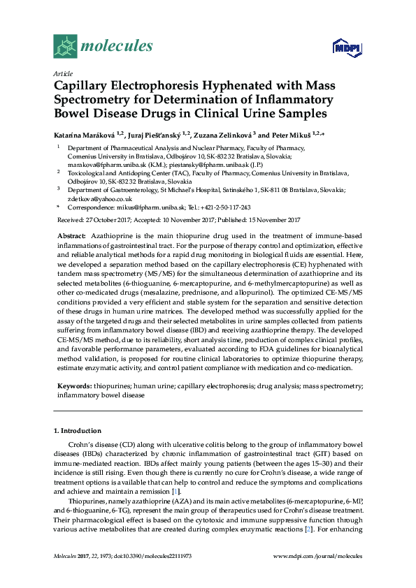 (PDF) Capillary Electrophoresis Hyphenated with Mass Spectrometry for Determination of ...