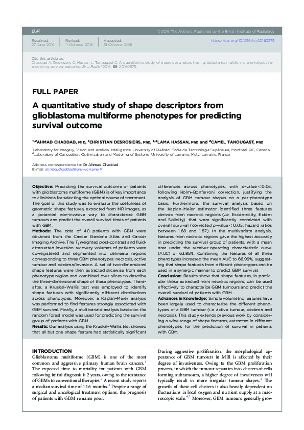 (PDF) A quantitative study of shape descriptors from glioblastoma ...