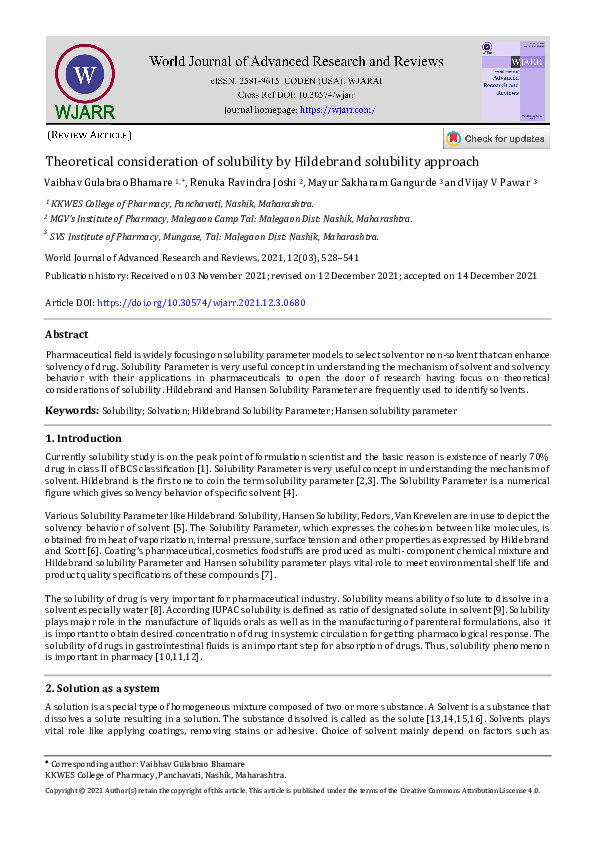 (PDF) Theoretical consideration of solubility by Hildebrand solubility ...