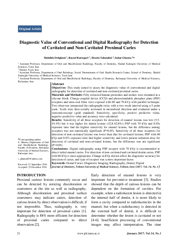 (PDF) Diagnostic Value of Conventional and Digital Radiography for ...