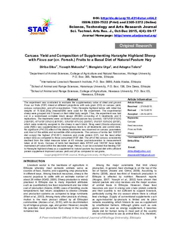 (PDF) Carcass Yield and Composition of Supplementing Hararghe Highland ...