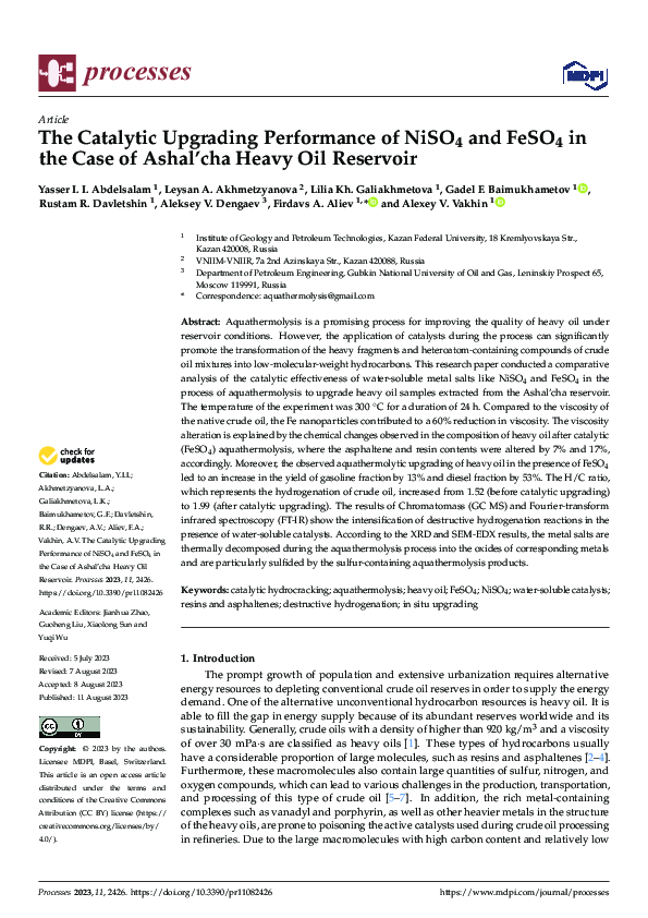(PDF) The Catalytic Upgrading Performance of NiSO4 and FeSO4 in Case of ...