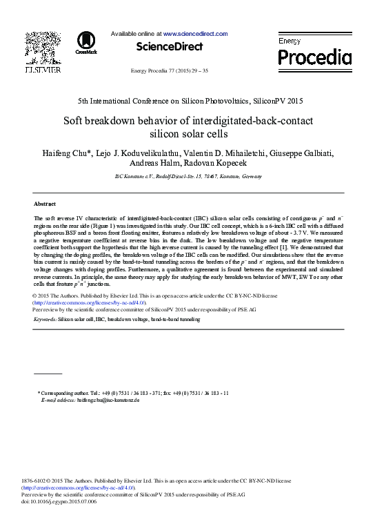 (PDF) Soft Breakdown Behavior of Interdigitated-back-contact Silicon ...