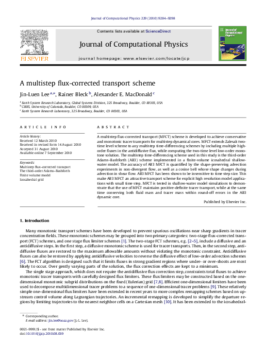(PDF) A multistep flux-corrected transport scheme | Rainer Bleck - Academia.edu