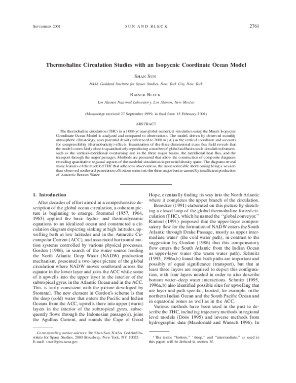 (PDF) Thermohaline Circulation Studies with an Isopycnic Coordinate ...