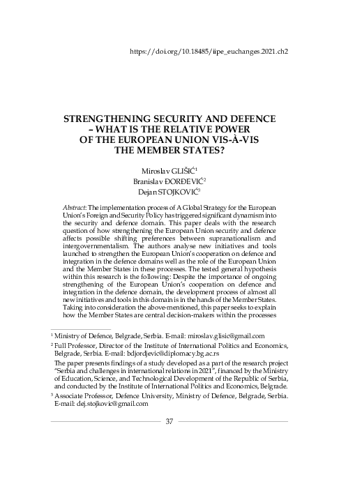 (PDF) Strengthening Security and Defence – What Is the Relative Power ...