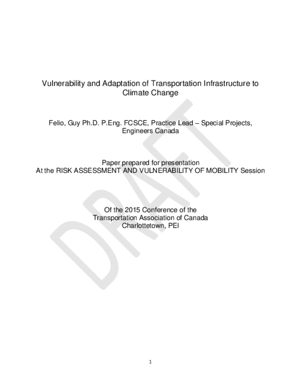 (PDF) Vulnerability and Adaptation of Transportation Infrastructure to ...