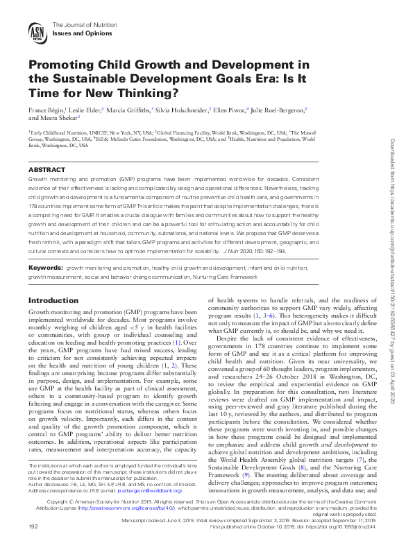 (PDF) Promoting Child Growth and Development in the Sustainable ...