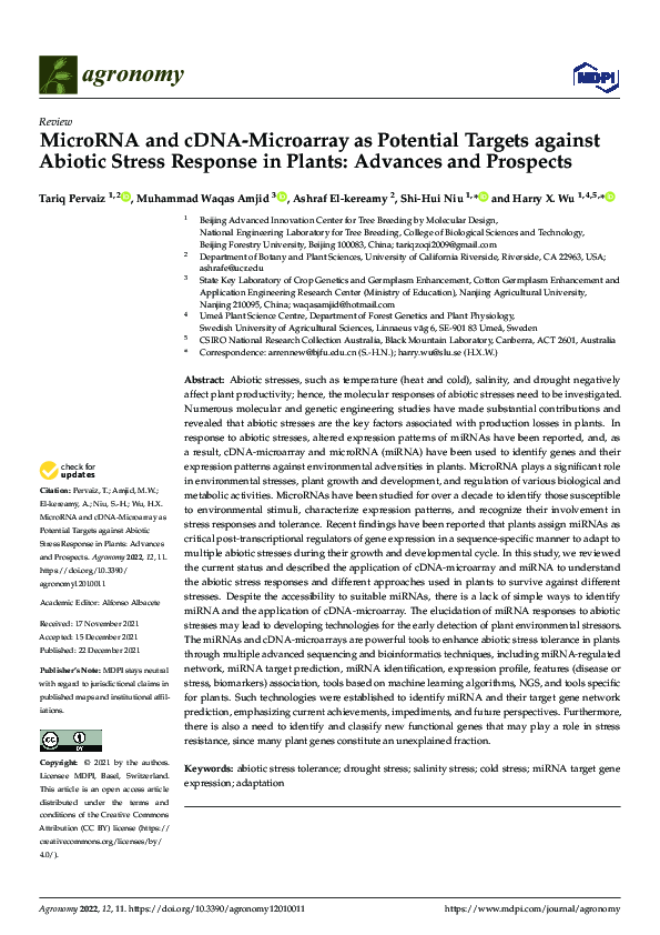 (PDF) MicroRNA and cDNA Arrays in Plant Stress Response