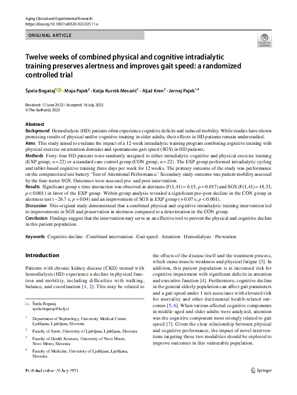 (PDF) Twelve weeks of combined physical and cognitive intradialytic training preserves alertness ...