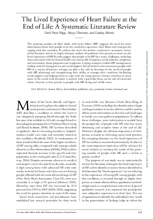 (PDF) The Lived Experience of Heart Failure at the End of Life: A ...