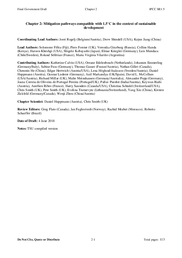 (PDF) Chapter 2. Mitigation pathways compatible with 1.5°C in the context of sustainable ...