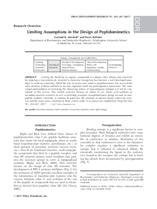 (PDF) Limiting Assumptions in the Design of Peptidomimetics