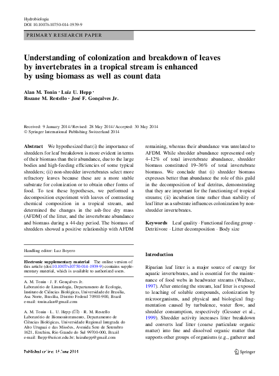 (PDF) Understanding of colonization and breakdown of leaves by ...