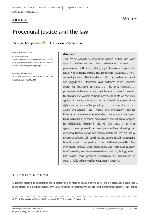 (PDF) Procedural justice and the law