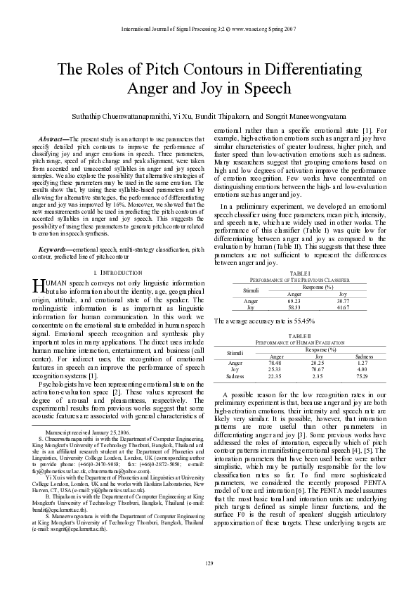 (PDF) The Roles of Pitch Contours in Differentiating Anger and Joy in ...