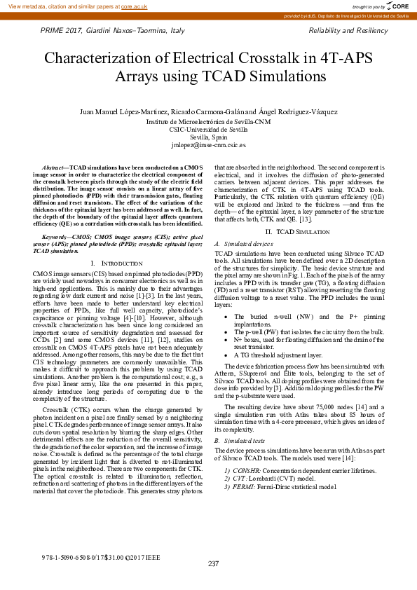 (PDF) Characterization of electrical crosstalk in 4T-APS arrays using ...