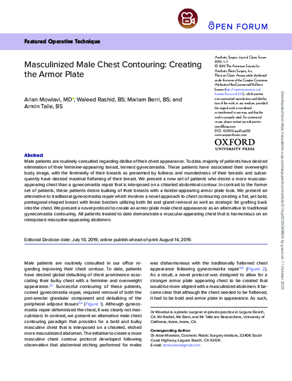 (PDF) Masculinized Male Chest Contouring: Creating the Armor Plate