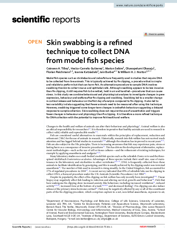(PDF) Skin swabbing is a refined technique to collect DNA from model ...
