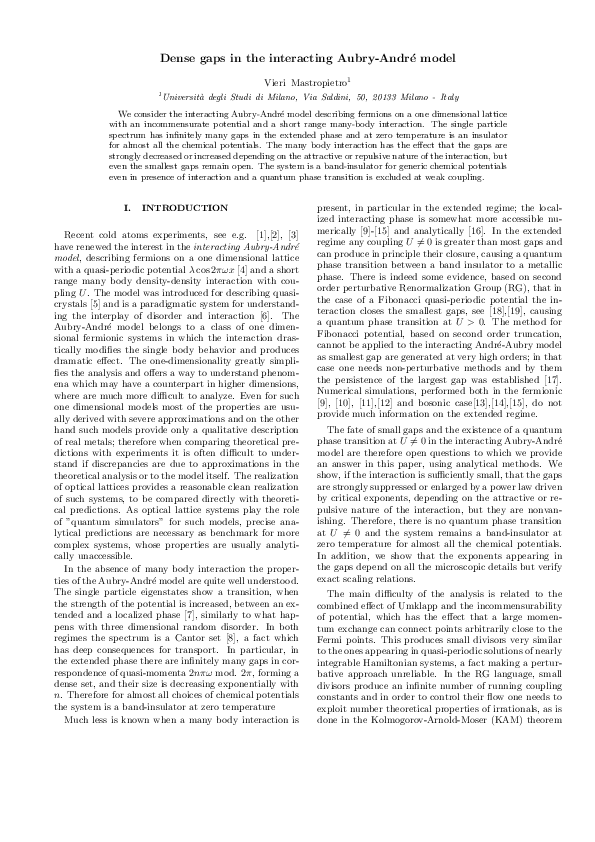 (PDF) Dense gaps in the interacting Aubry-André model