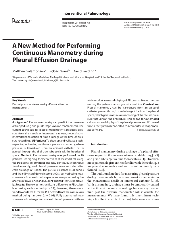(PDF) A New Method for Performing Continuous Manometry during Pleural ...