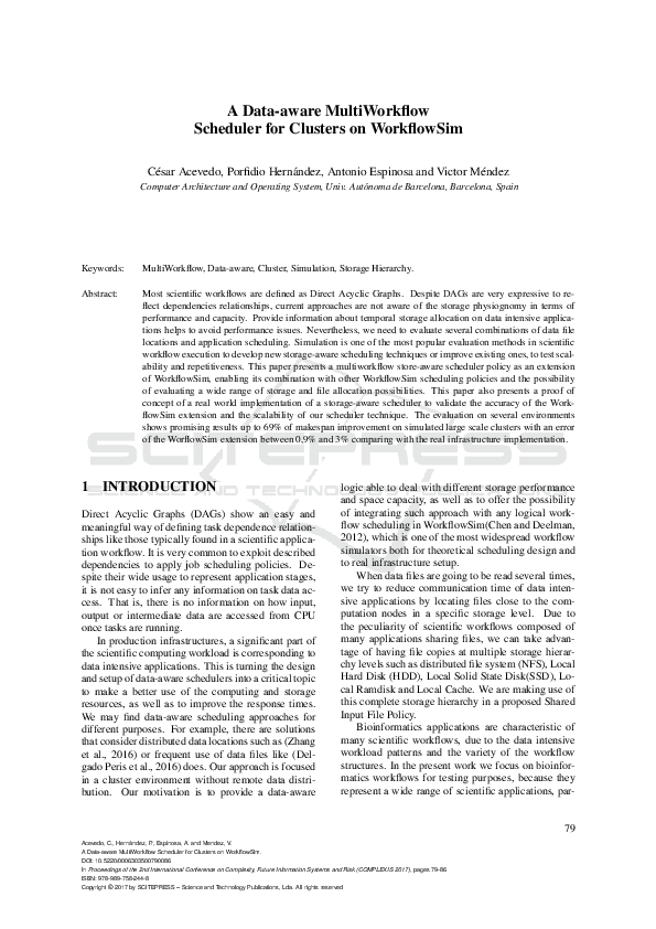 (PDF) A Data-aware MultiWorkflow Scheduler for Clusters on WorkflowSim