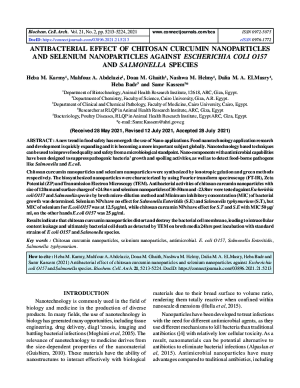 (PDF) ANTIBACTERIAL EFFECT OF CHITOSAN CURCUMIN NANOPARTICLES AND ...