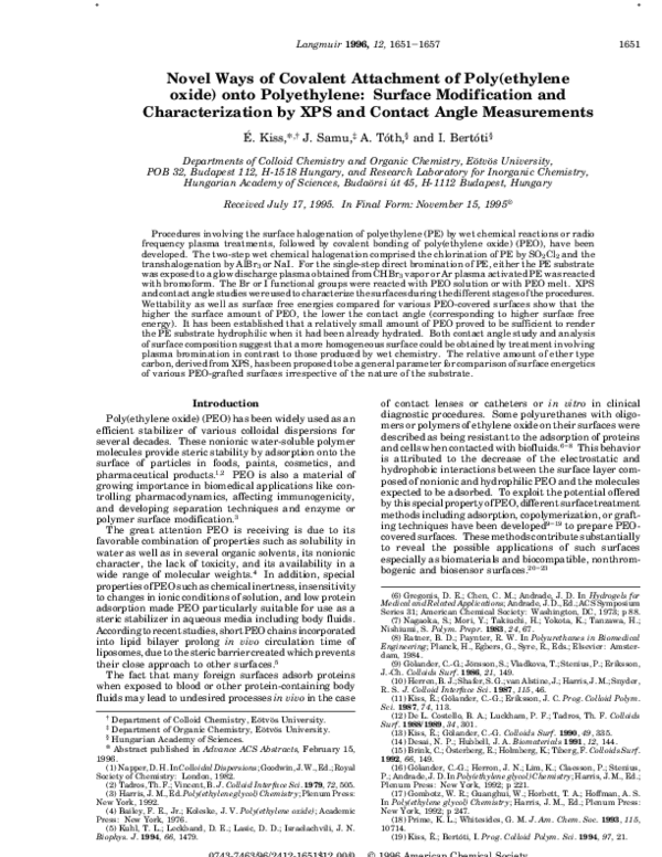 (PDF) Novel Ways of Covalent Attachment of Poly(ethylene oxide) onto ...