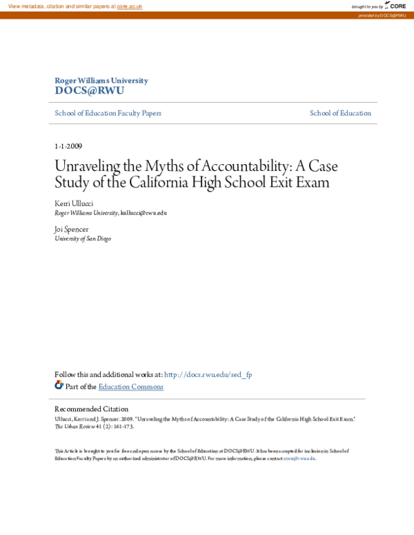 (PDF) Unraveling the Myths of Accountability: A Case Study of the ...