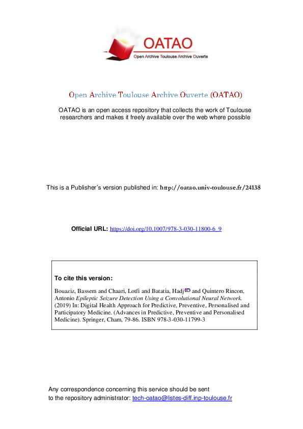Pdf Epileptic Seizure Detection Using A Convolutional Neural Network