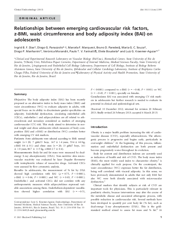 (PDF) Relationships between emerging cardiovascular risk factors, z-BMI, waist circumference and ...
