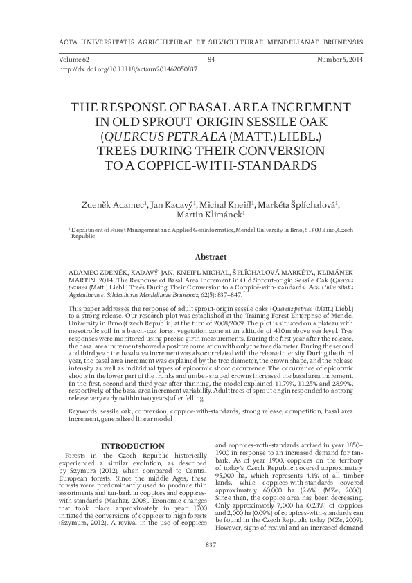 (PDF) The Response of Basal Area Increment in Old Sprout-origin Sessile ...