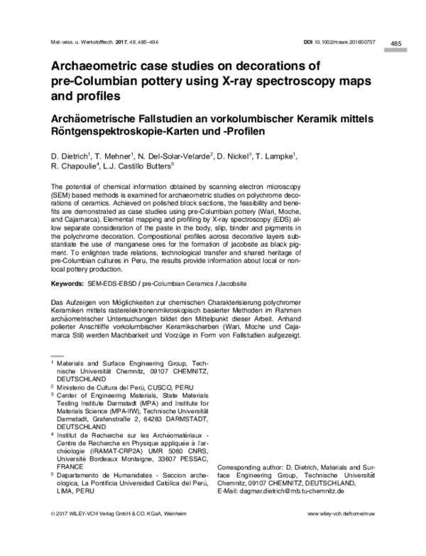 (PDF) EDS Analysis of Pre-Columbian Pottery Decorations