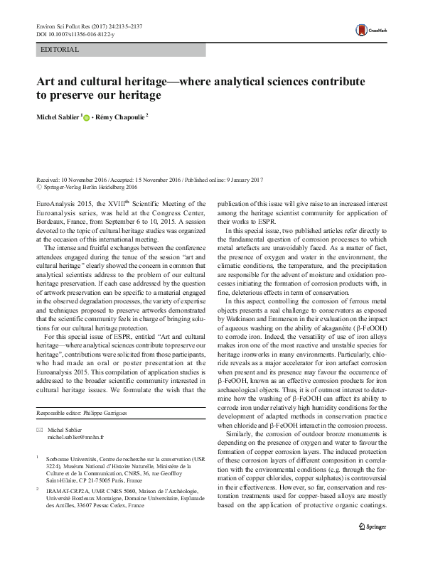 (PDF) Art and cultural heritage—where analytical sciences contribute to ...