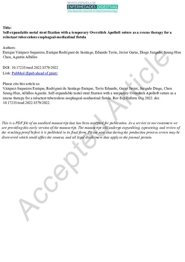 (PDF) Self-expandable metal stent fixation with a temporary Overstitch ...