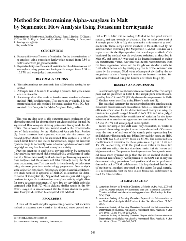 (PDF) Method for Determining Alpha-Amylase in Malt by Segmented Flow ...