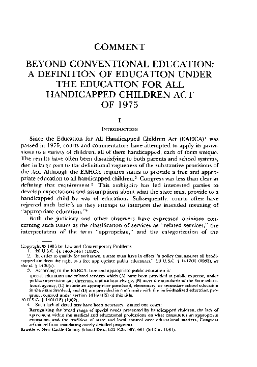 (PDF) State Response to the Education for All Handicapped Children Act ...