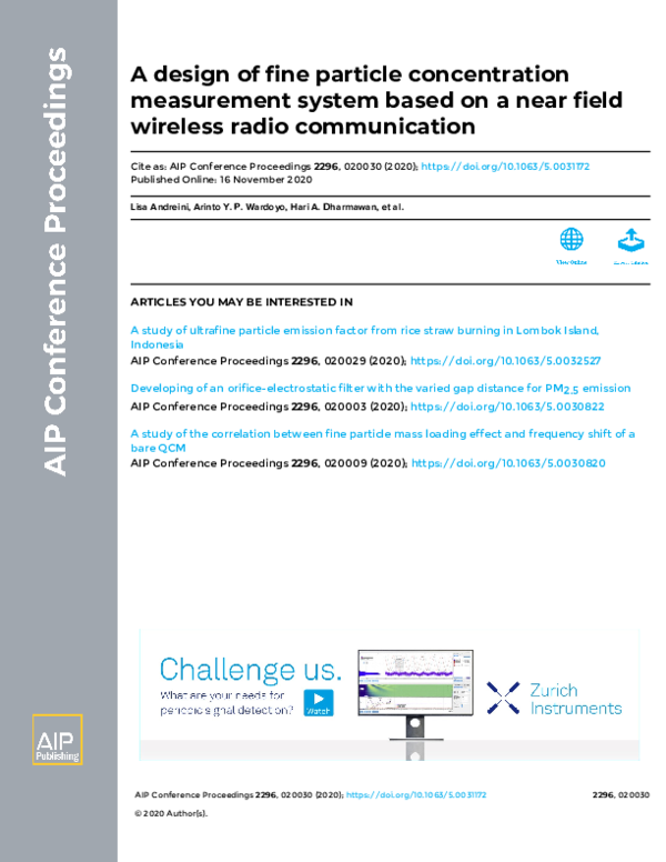 (PDF) A design of fine particle concentration measurement system based on a near field wireless ...