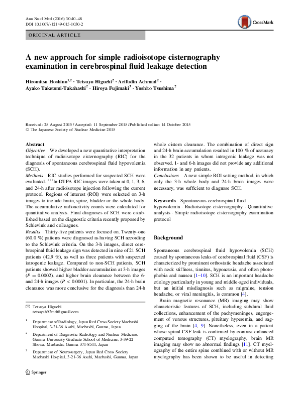(PDF) A new approach for simple radioisotope cisternography examination ...