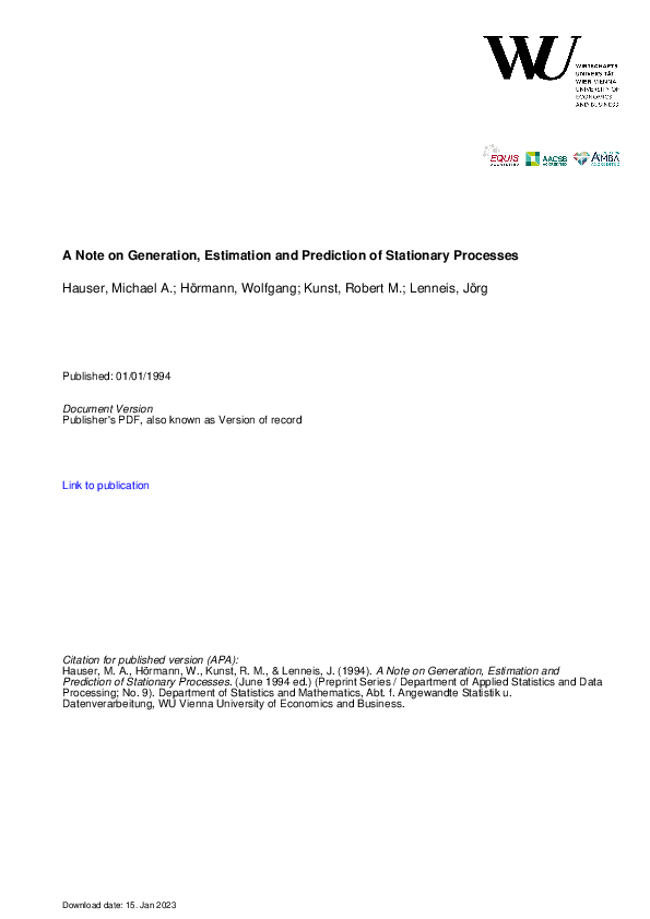 Pdf A Note On Generation Estimation And Prediction Of Stationary