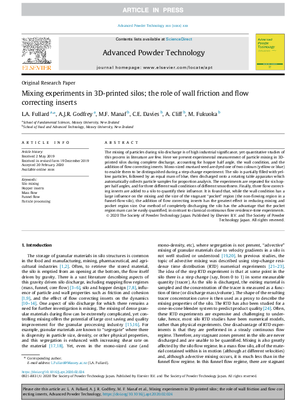 (PDF) Mixing experiments in 3D-printed silos; the role of wall friction ...