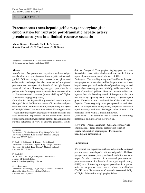 (PDF) Percutaneous trans‐hepatic gelfoam‐cyanoacrylate glue ...