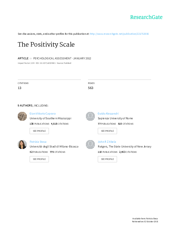 (PDF) The Positivity Scale