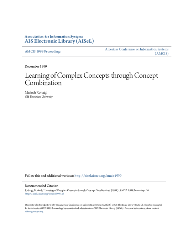 (PDF) Learning of Complex Concepts through Concept Combination