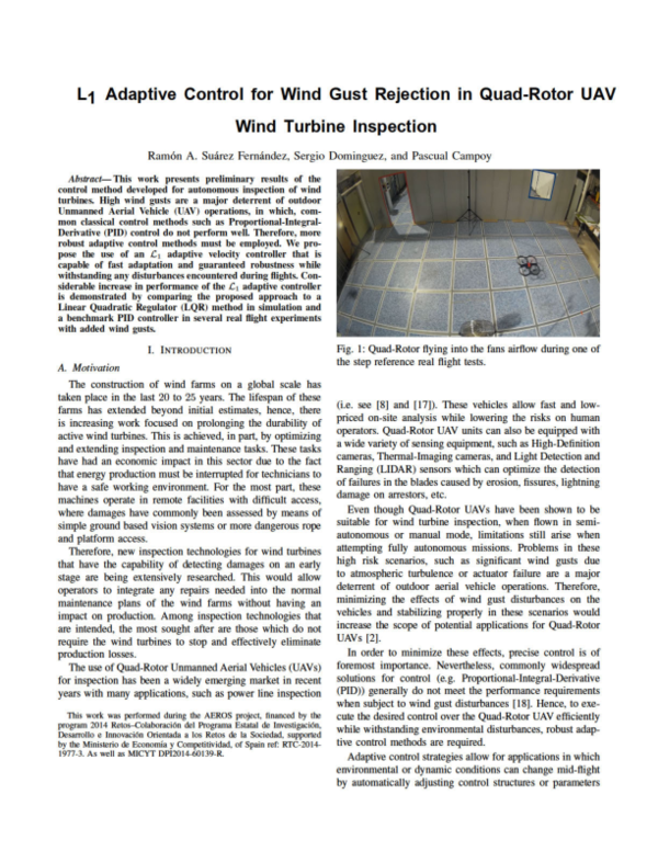 Pdf L1 Adaptive Control For Wind Gust Rejection In Quad Rotor Uav