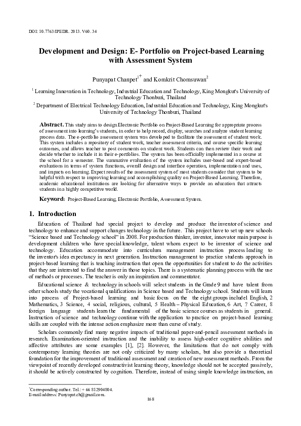 (PDF) Online Project-Based Learning and Formative Assessment