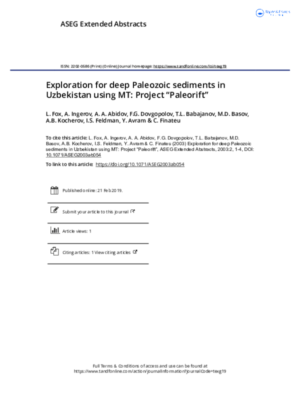 (PDF) Exploration for deep Paleozoic sediments in Uzbekistan using MT ...