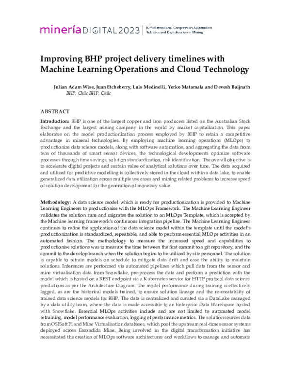 (PDF) Improving BHP project delivery timelines with Machine Learning ...