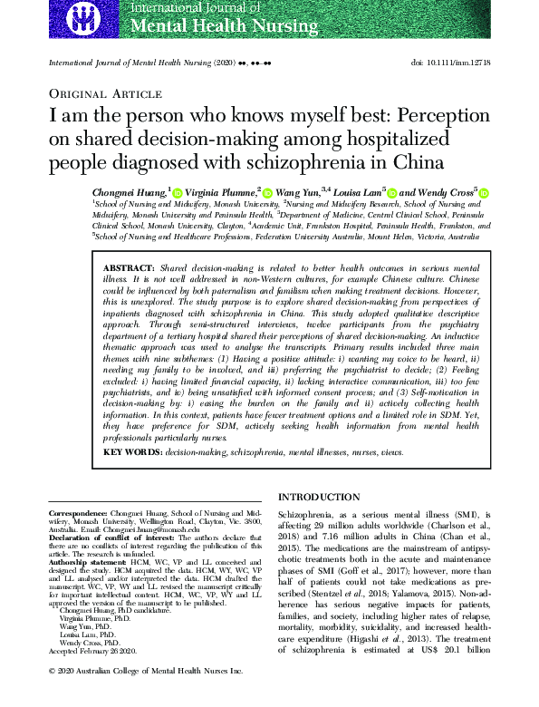 (PDF) I am the person who knows myself best: Perception on shared ...
